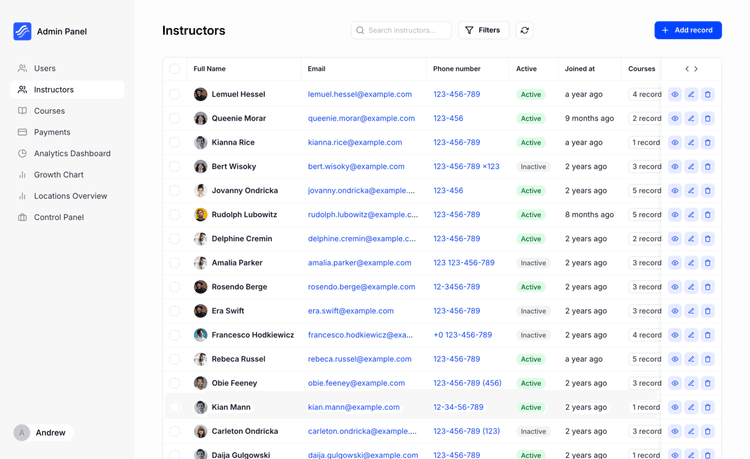 Admin Panel for MySQL Database. Generate MySQL CRUD